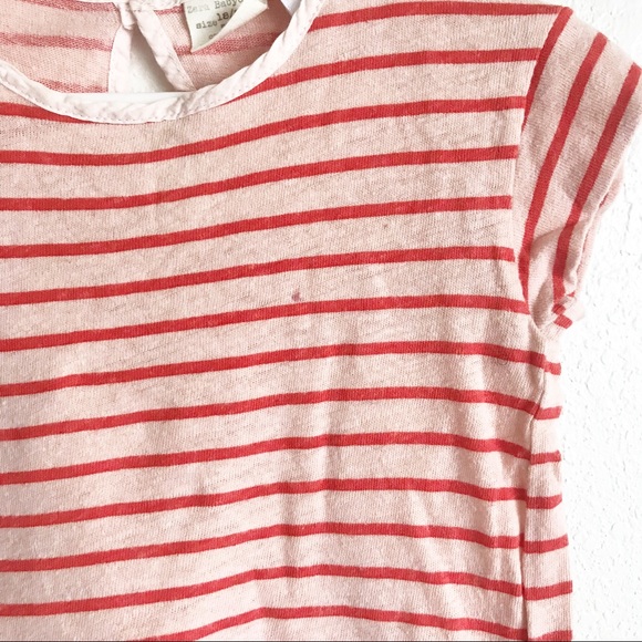 Zara | Shirts & Tops | Zara Red Pink Stripe Ruffle Bottom Top | Poshmark